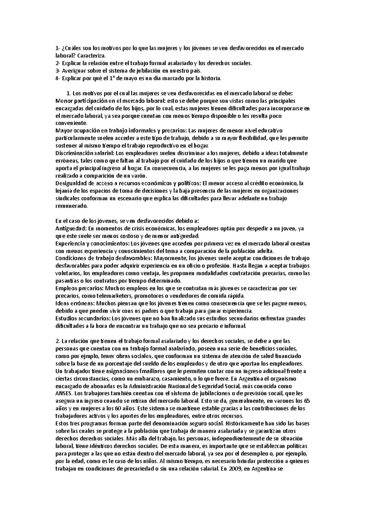 Derecho Del Trabajo Dss 1 ¿cuáles Son Los Motivos Por Lo Que Las