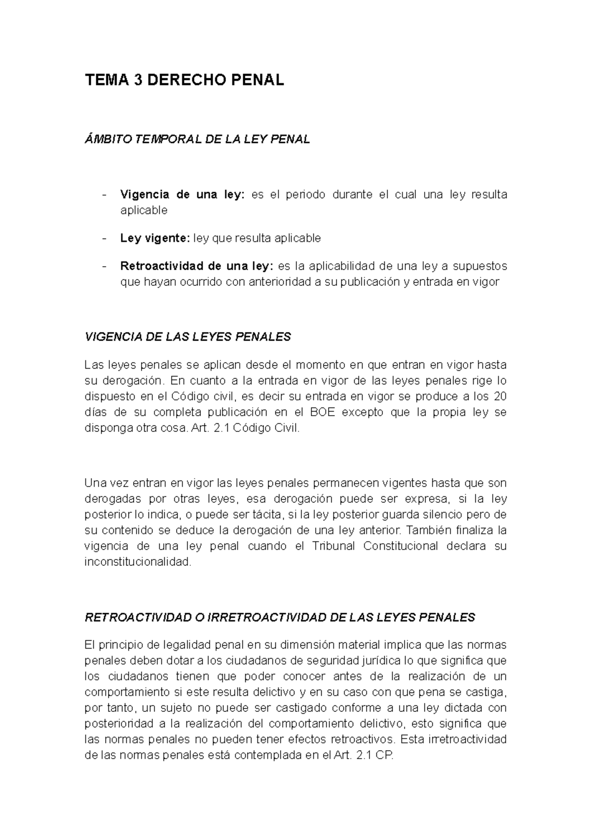 Tema 3 Derecho Penal Apuntes Tema 3 Derecho Penal Ámbito Temporal