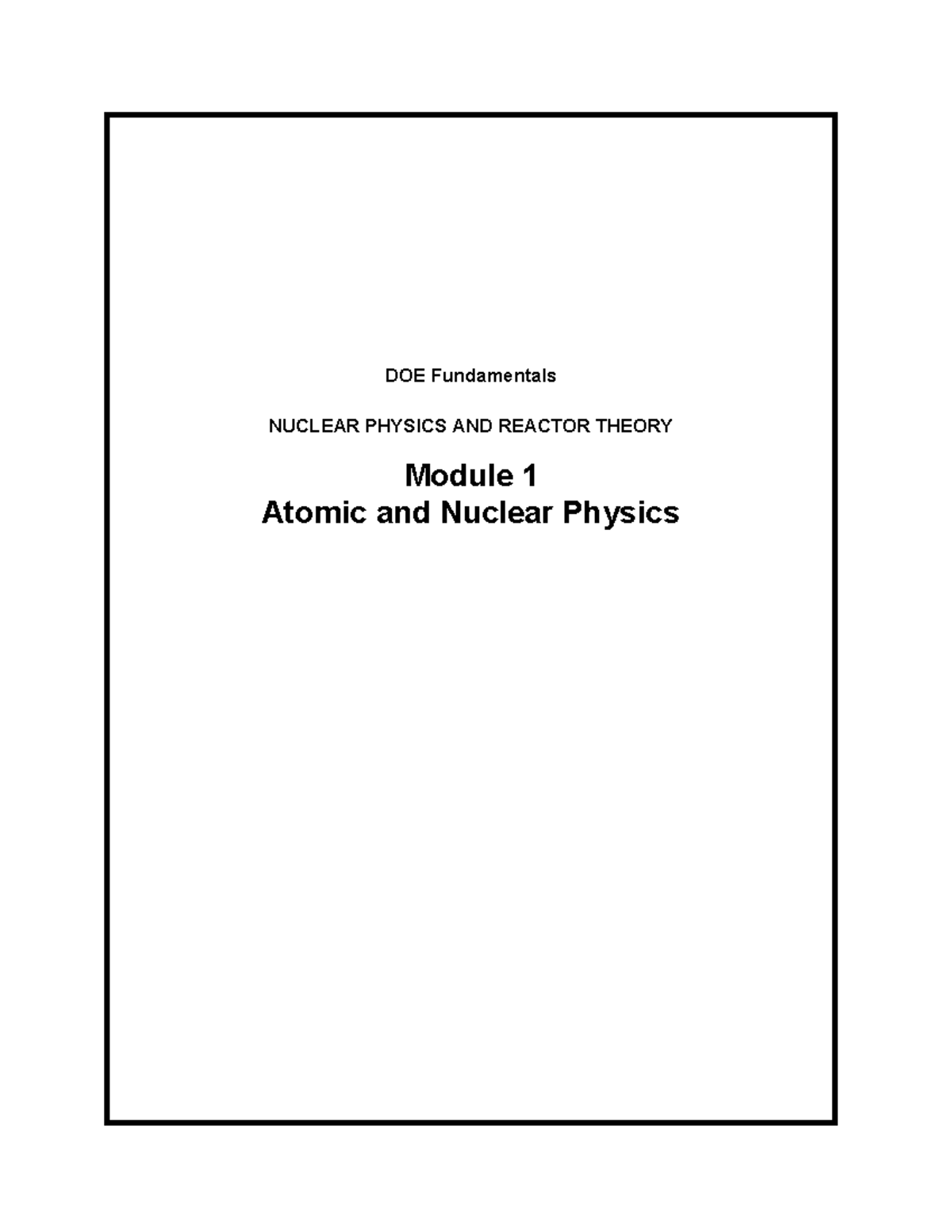 1 Mod 1 Atomic Nuclear Physics Doe Fundamentals Nuclear Physics And