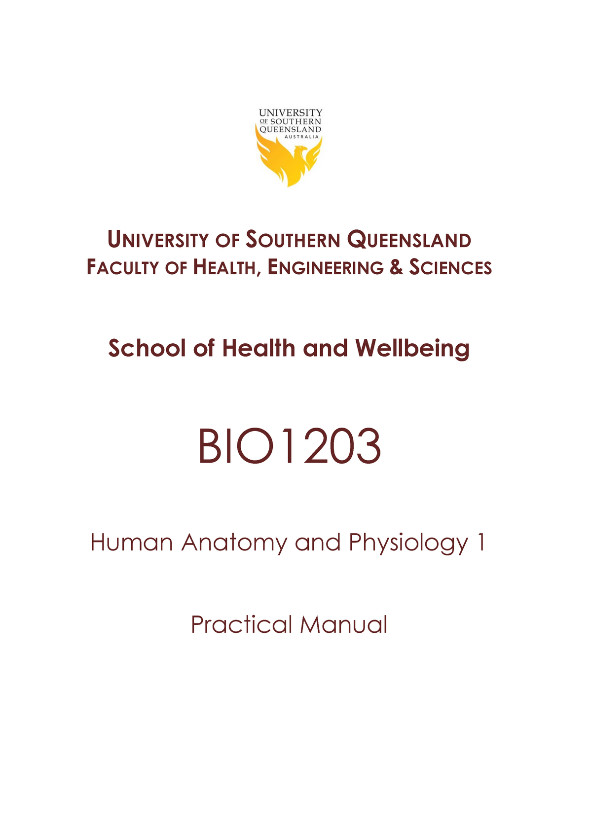 Prac Manual University Of Southern Queensland Faculty Of Health