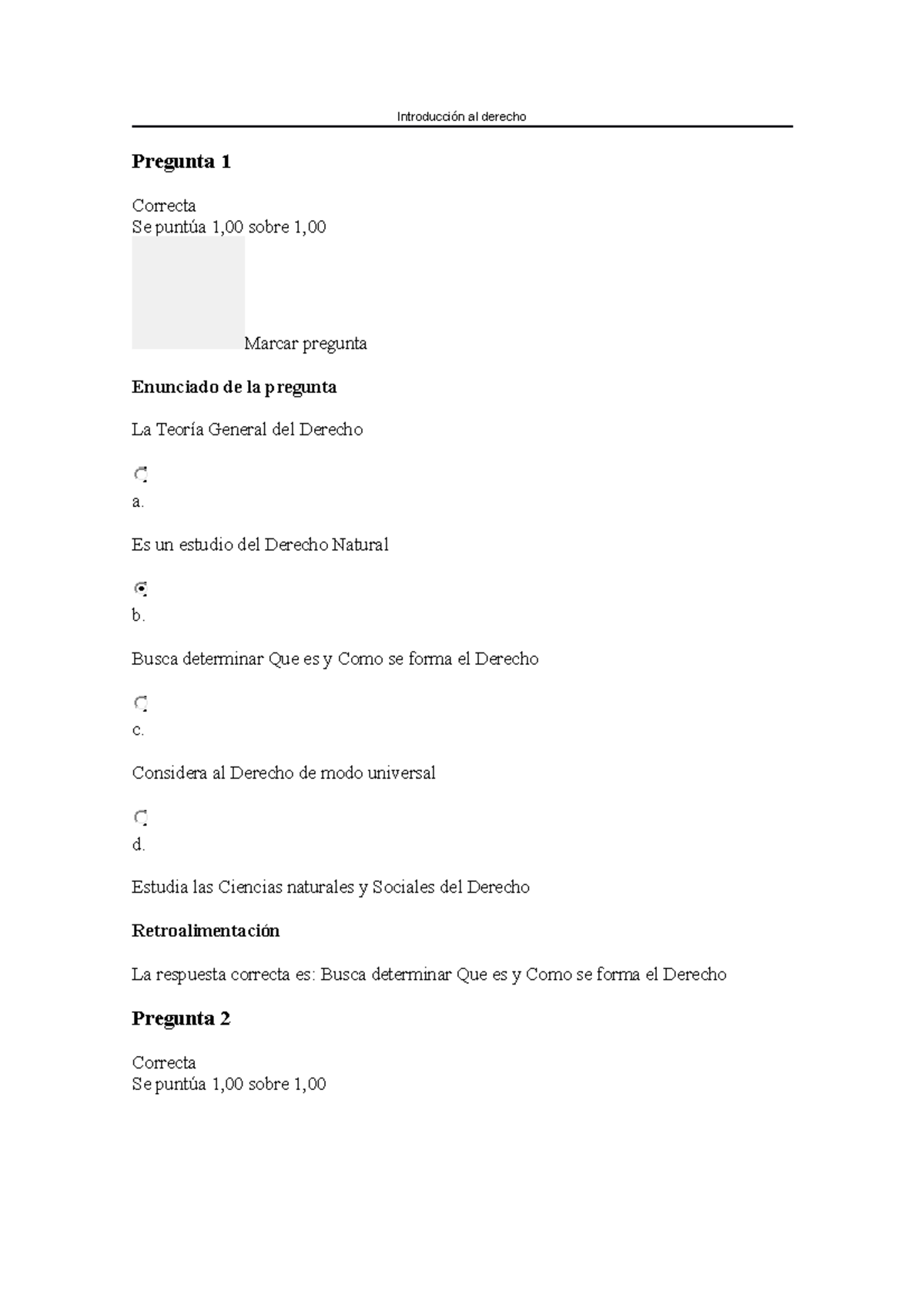 Introducción Al Derecho Parcial Introducción Al Derecho Pregunta 1