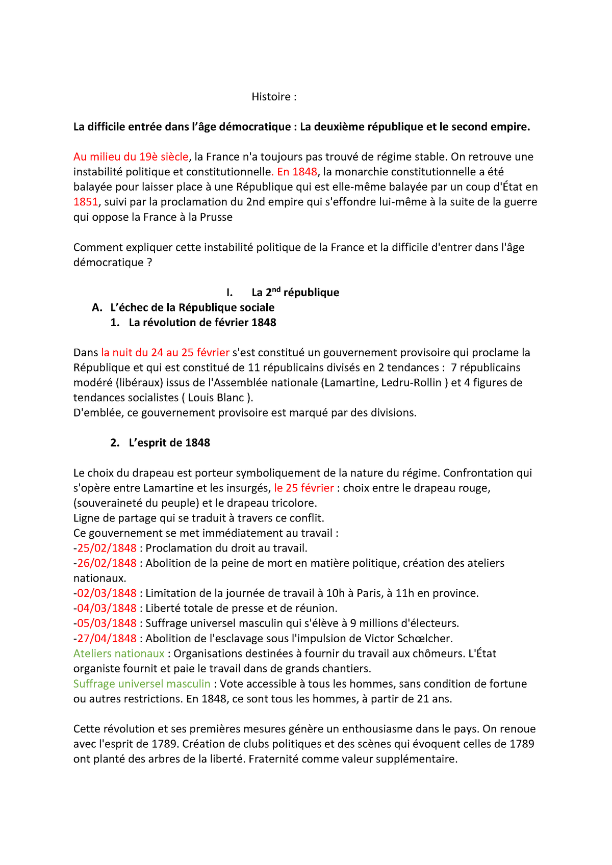 Histoire Fiche De Révision Histoire La Difficile Entrée Dans L