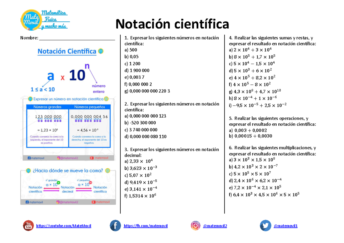 Notacion Cientifica Ejercicios Resueltos Pdf Notación Científica