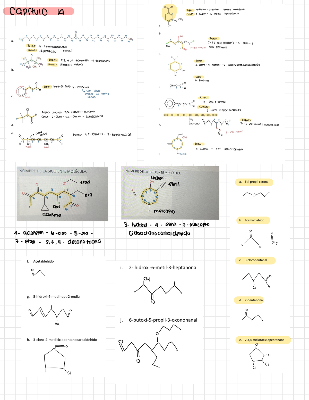 Ejercicios De Práctica Parcial 2 Química Orgánica Aldehidos Cetonas