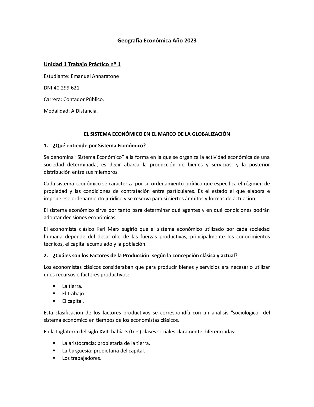 Geografía Económica Año 2023 Tp 1 Geografía Económica Año 2023