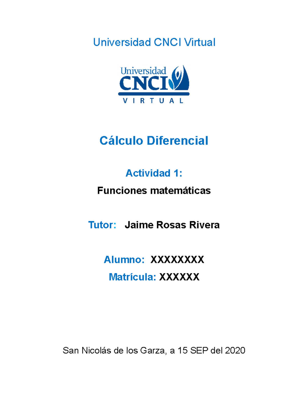 Actividad 1 Cálculo Diferencial Universidad Cnci Virtual Cálculo