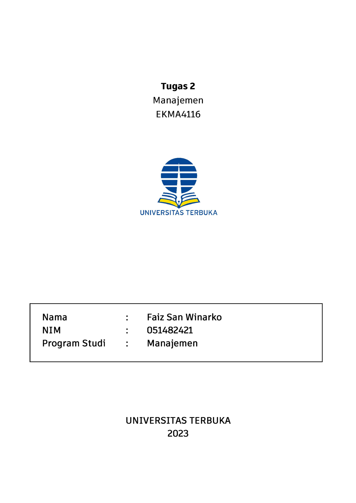 Tugas2 Manajemen Tugas 2 Tugas 2 Manajemen Ekma Nama Faiz San