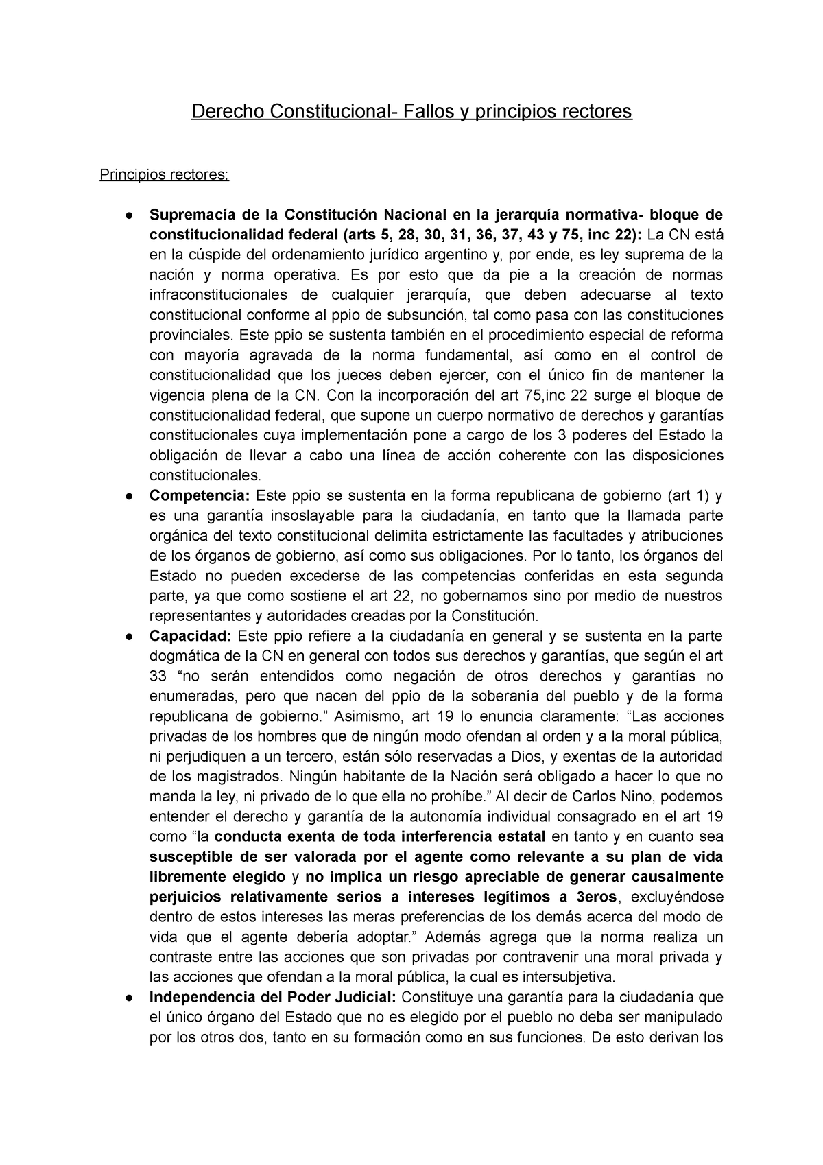 Resumen Derecho Constitucion Derecho Constitucional Fallos Y