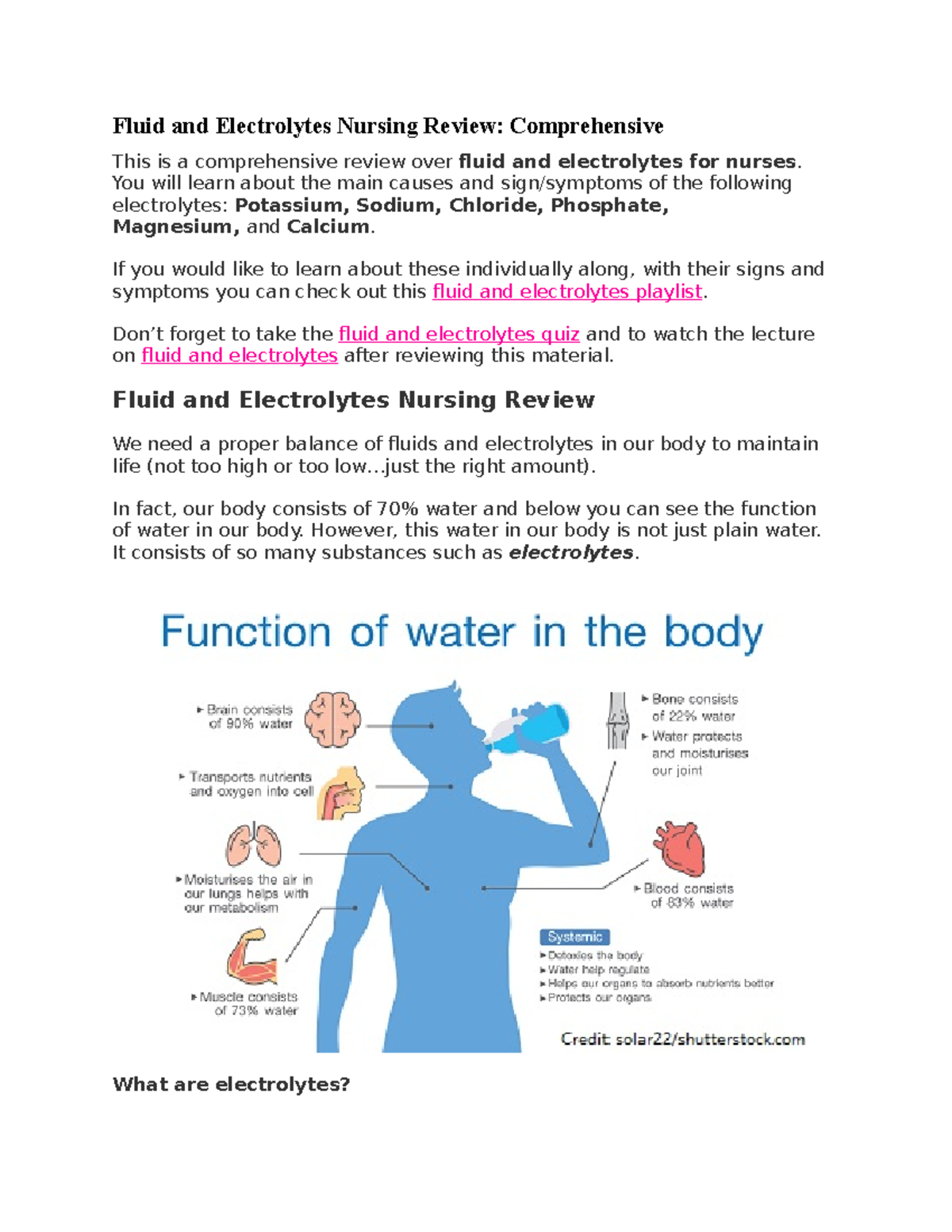 Fluid And Electrolytes Nursing Review You Will Learn About The Main