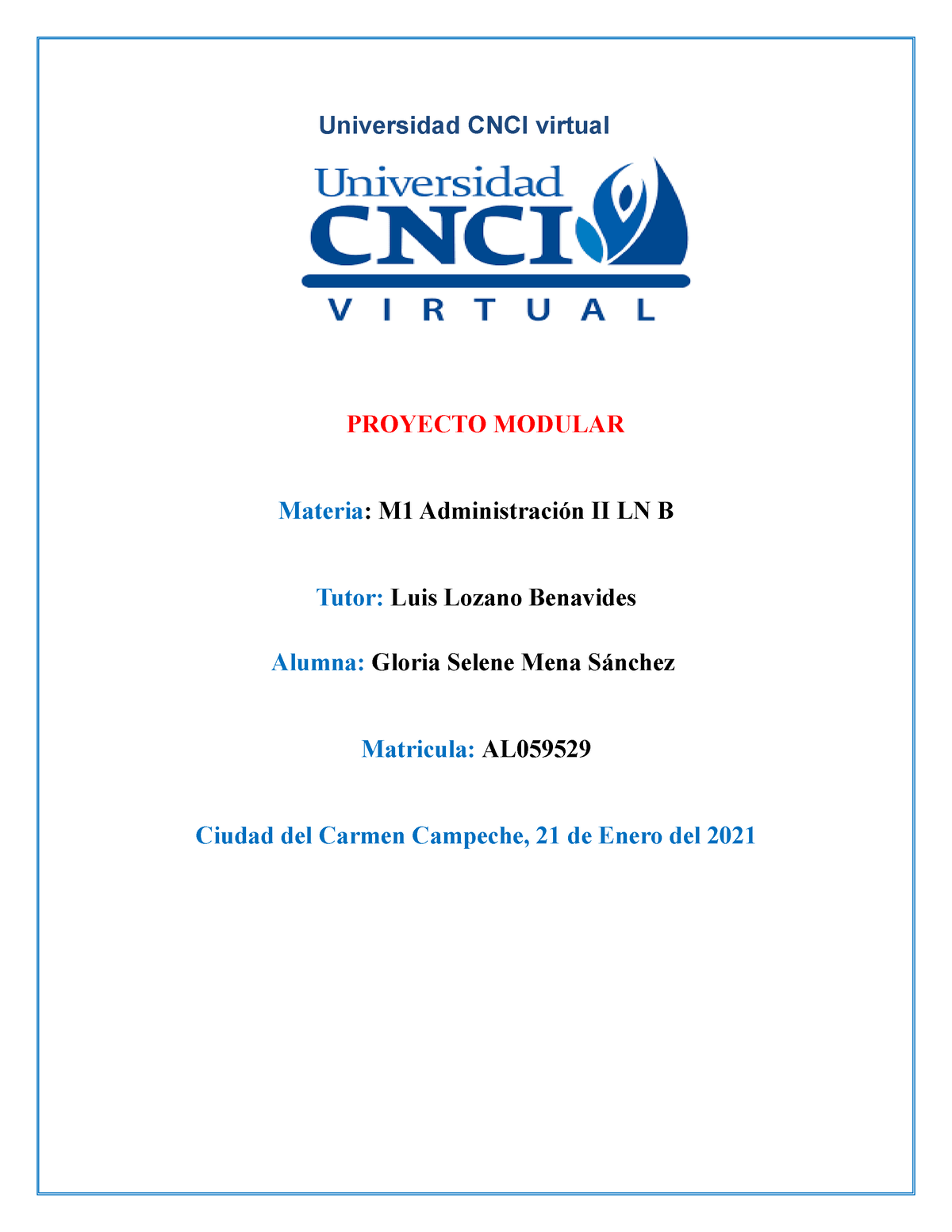 Administracion 2 Proyecto Modular Universidad Cnci Virtual Proyecto