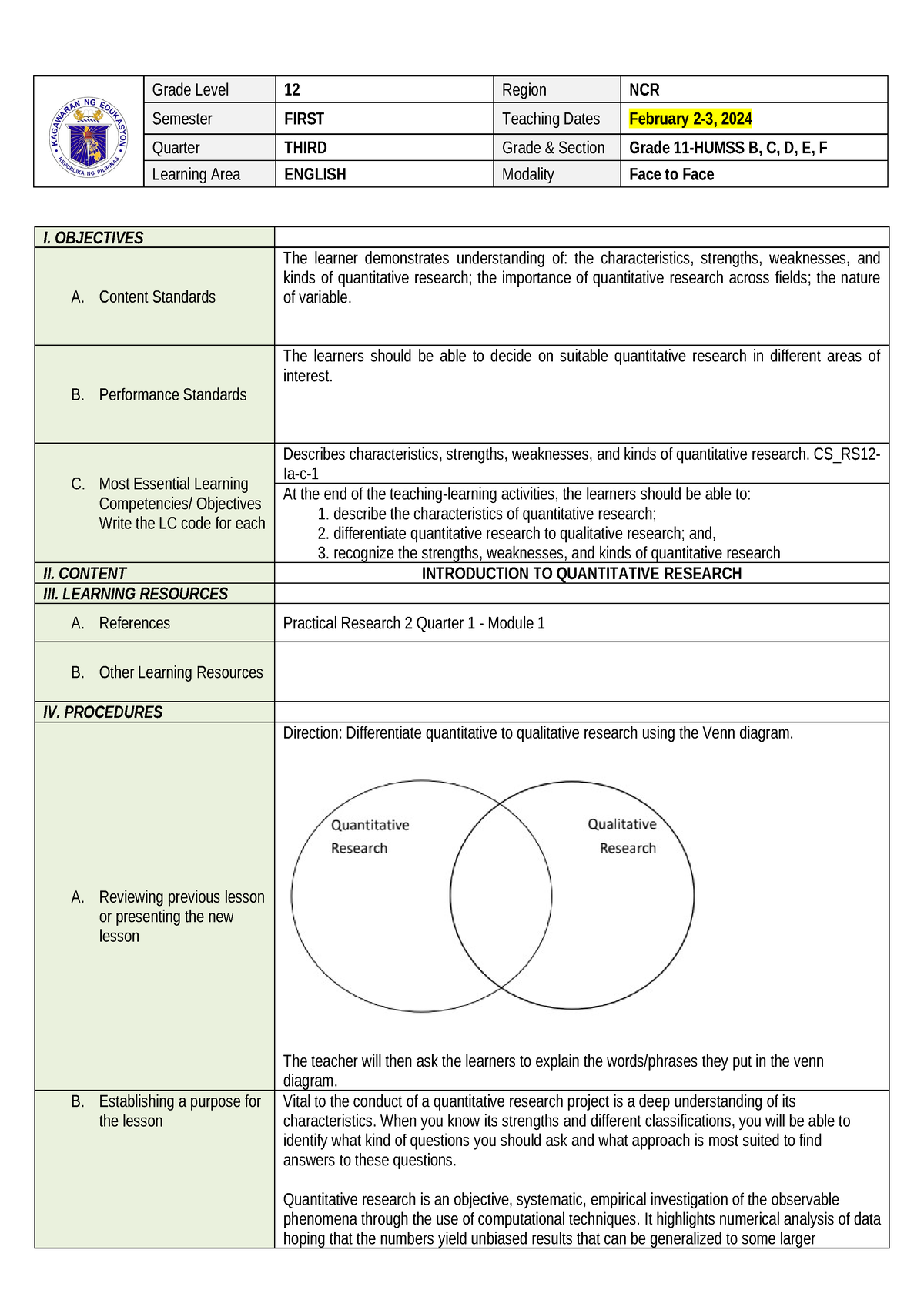 Pr2 Week 11 Dlp Dlp For Research Grade Level 12 Region Ncr