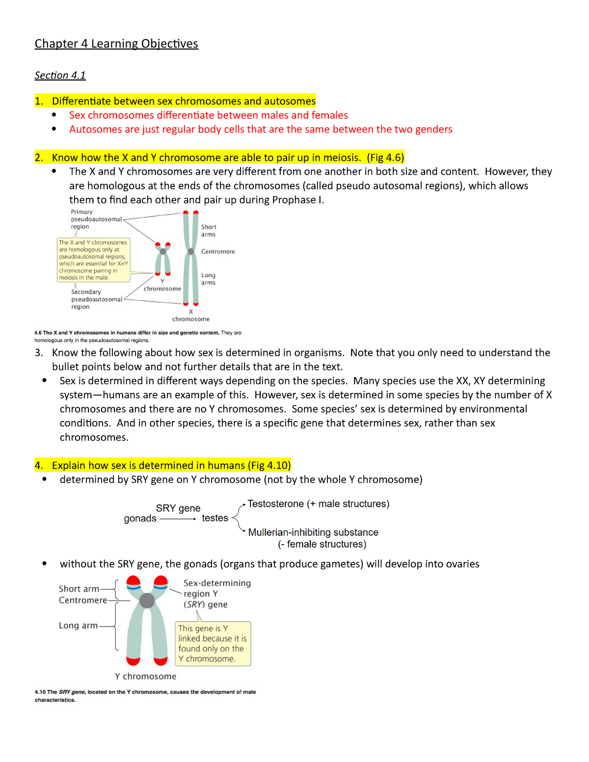 Ch 04 Genetics Objectives Chapter 4 Learning Objectives Section 4