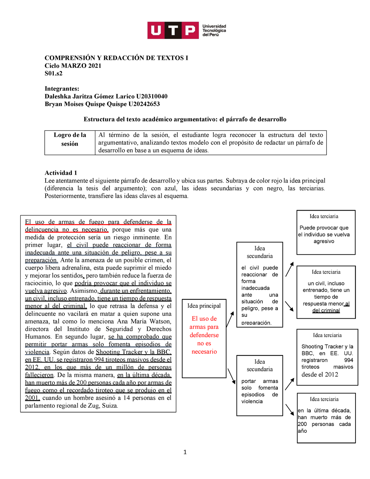 S01s2 Párrafo De Desarrollo Y Esquema De Ideas Material Marzo 2021