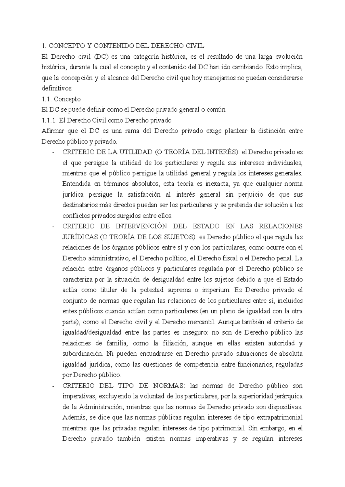 1 Concepto Y Contenido Del Derecho Civil 1 Concepto Y Contenido Del