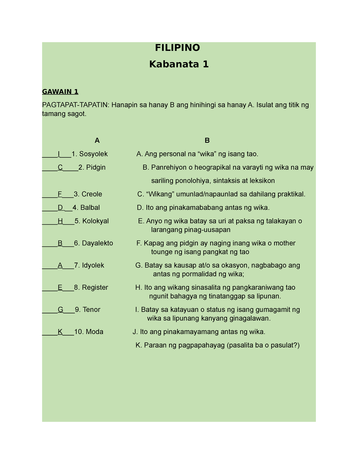 Olfil 02 Kabanata 1 Filipino Kabanata 1 Gawain 1 Pagtapat Tapatin