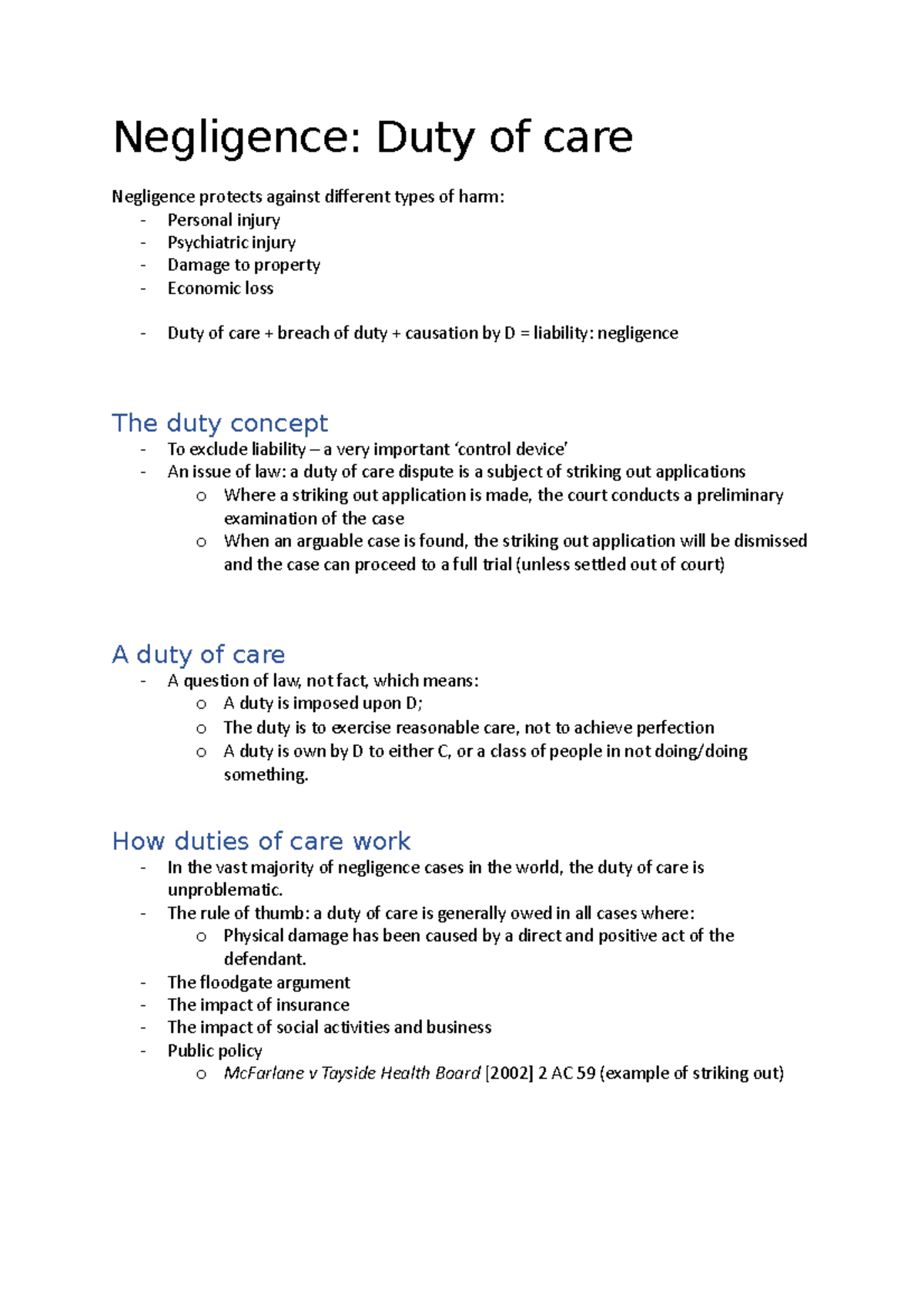 Negligence Duty Of Care Negligence Duty Of Care Negligence Protects