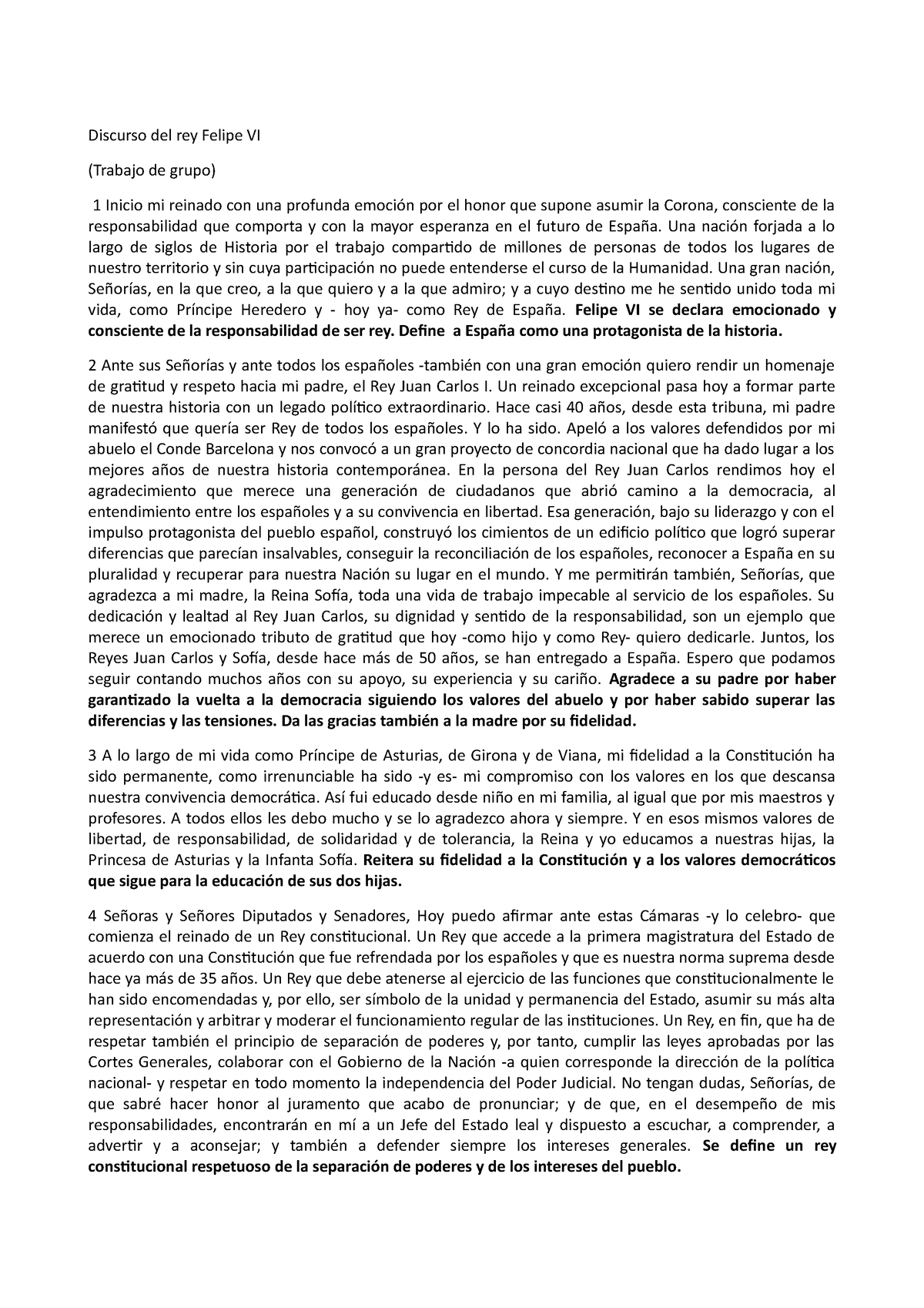 Discurso Del Rey Felipe Vi Discurso Del Rey Felipe Vi Trabajo De