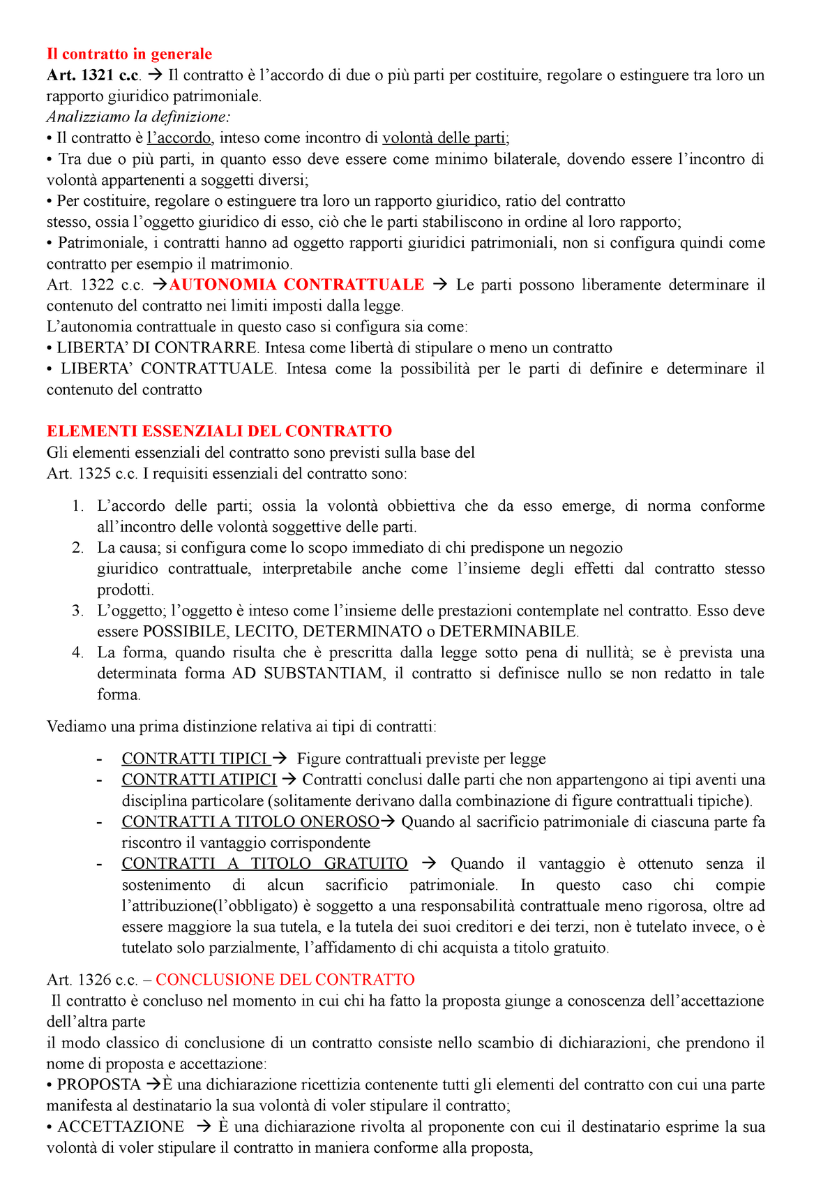 Il Contratto Diritto Privato Il Contratto In Generale Art 1321 C