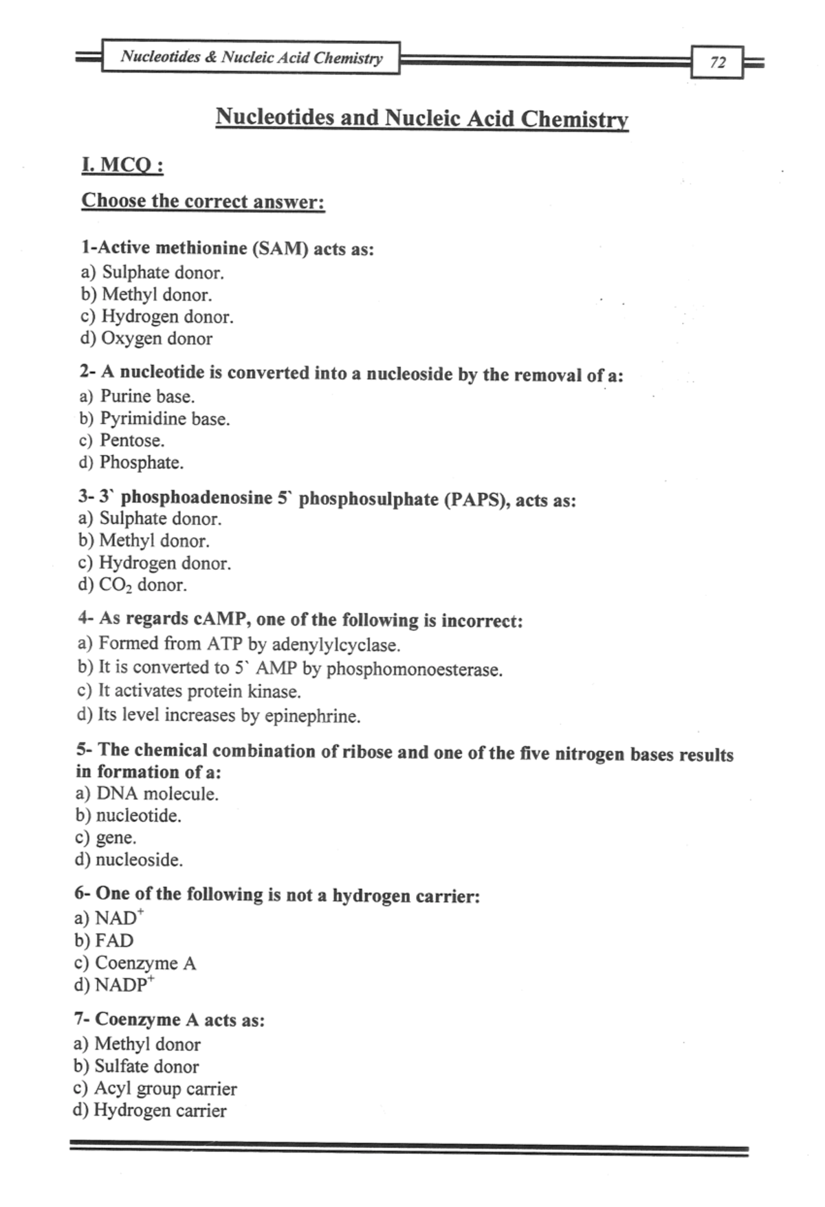 Medical Biochemistry And Molecular Biology Questions And Answers For