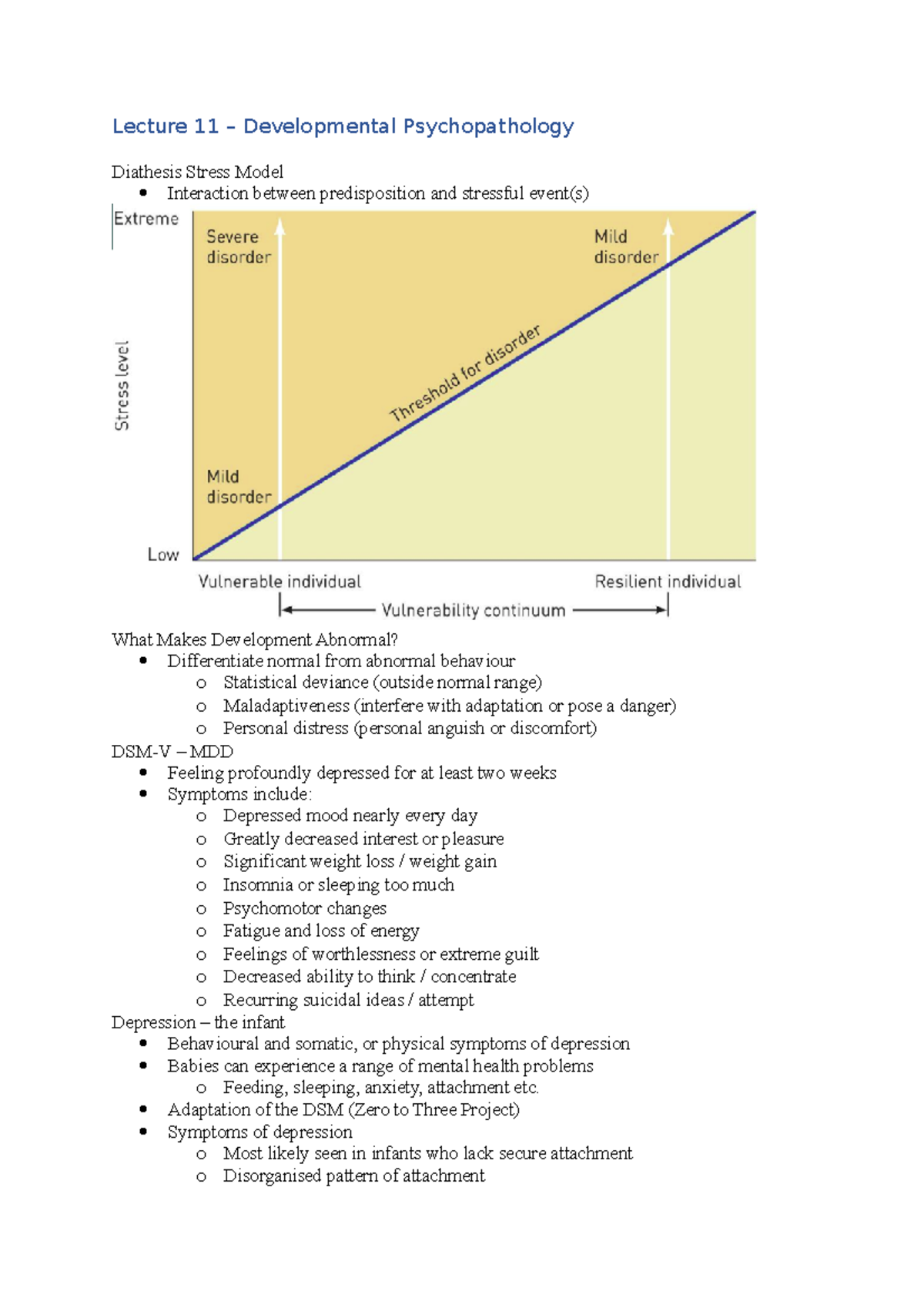 Psy286 Lecture 11 Lecture 11 Developmental Psychopathology