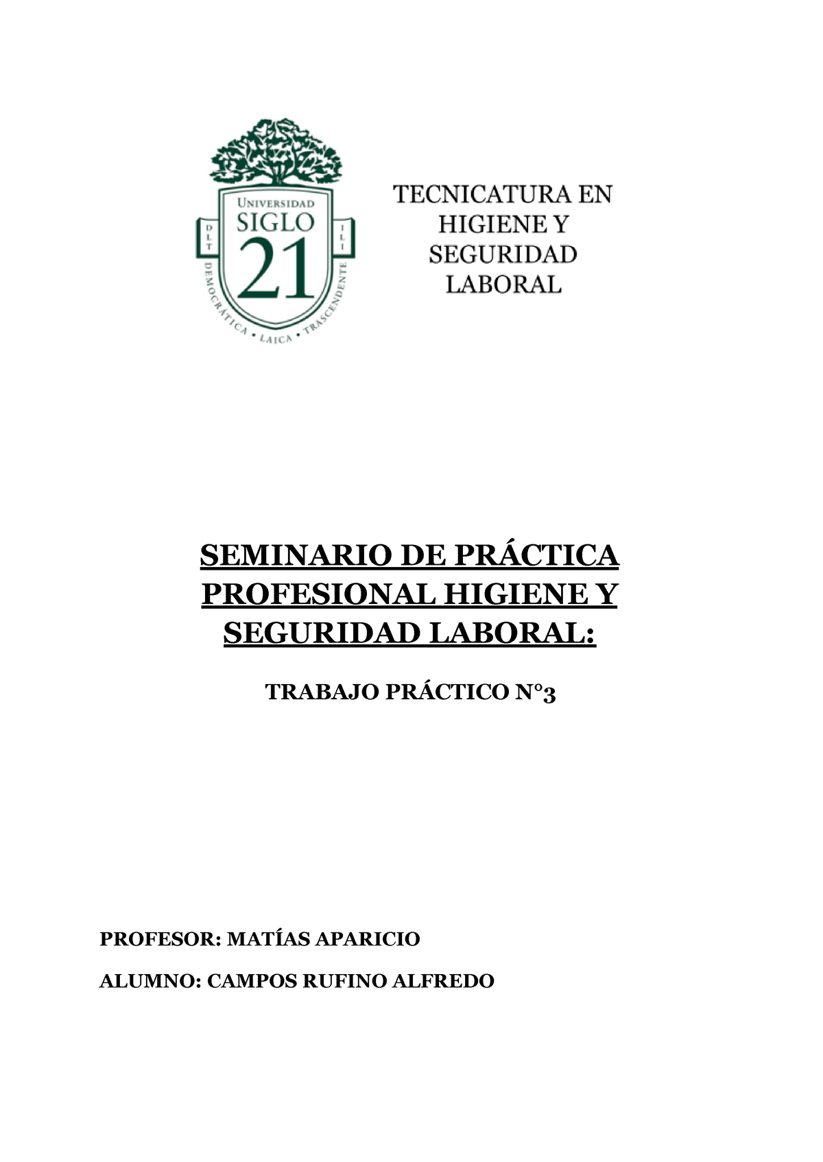 Seminario Tp3 Tp3 Seminario De PrÁctica Profesional Higiene Y