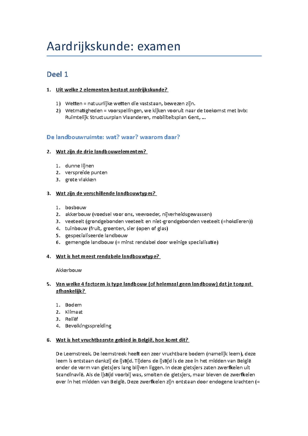 Aardrijkskunde Samenvatting Aardrijkskunde Examen Deel 1 1 Uit