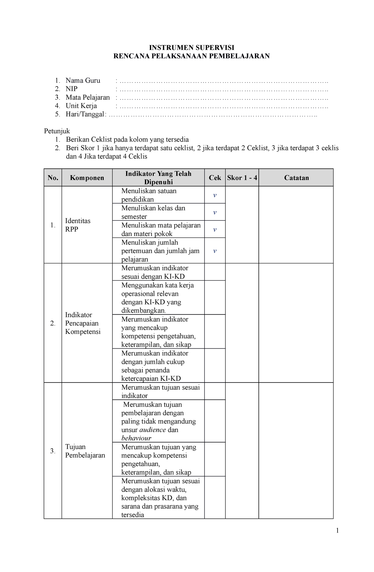 Instrumen Supervisi Kurikulum 2013 Sosiologi Pendidikan Ui Studocu