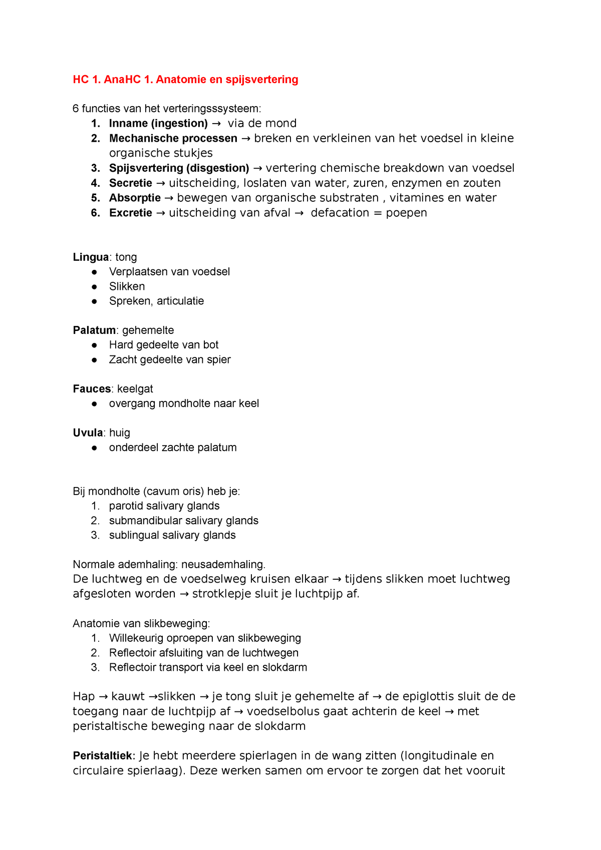 Vorm En Functie I Hc 1 Anahc 1 Anatomie En Spijsvertering 6