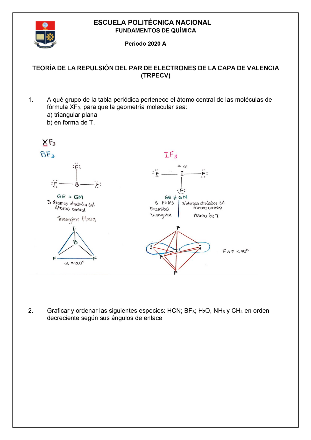 Trpecv Fundamentos De QuÍmica Periodo 2020 A TeorÍa De La