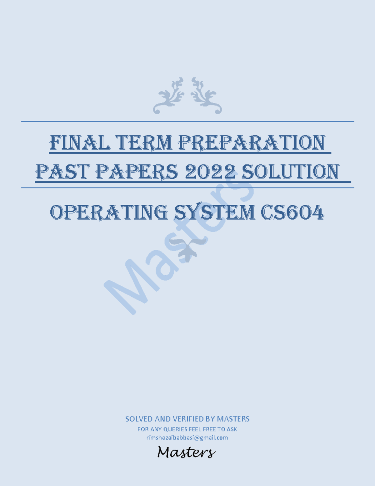 Cs604 Current Final Term Papers 2022 Final Term Preparation Past