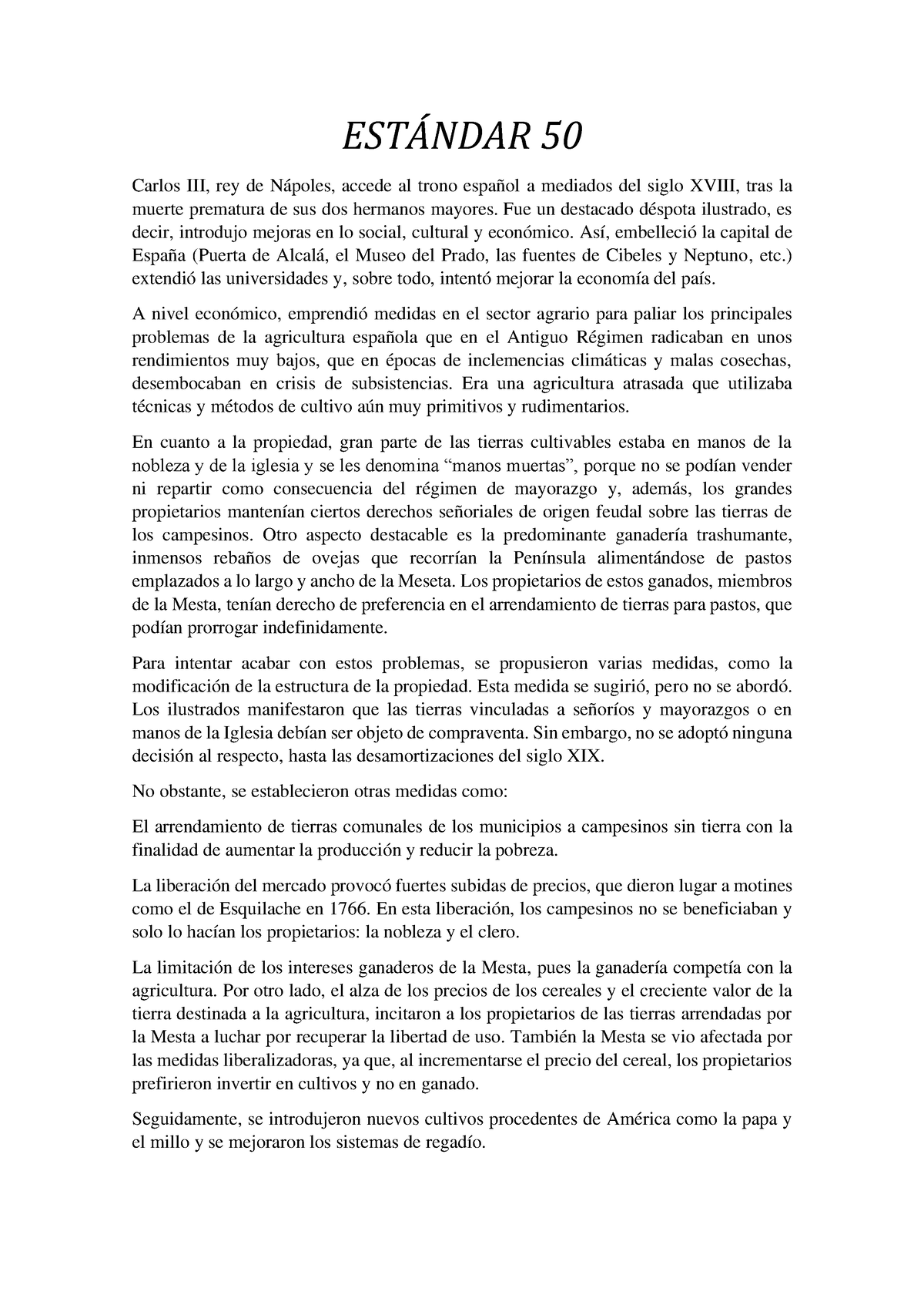 Estándar 50 Estándar 50 Historia De España Ebau Canarias EstÁndar