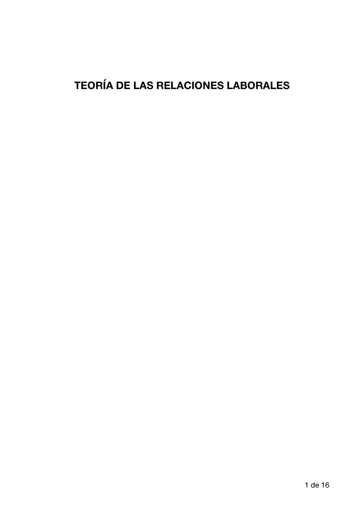 Teoría De Las Relaciones Laborales TeorÍa De Las Relaciones Laborales