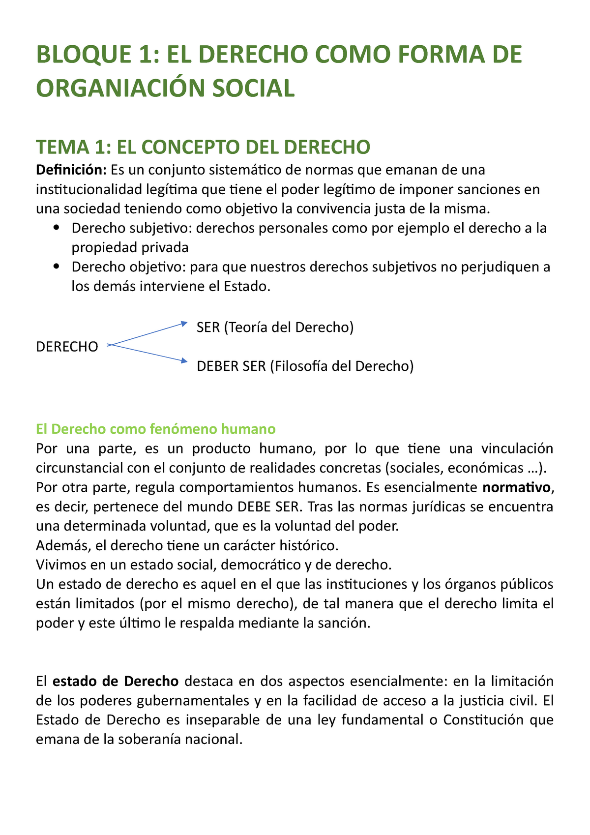 Teoría Del Derecho Temas Bloque 1 El Derecho Como Forma De