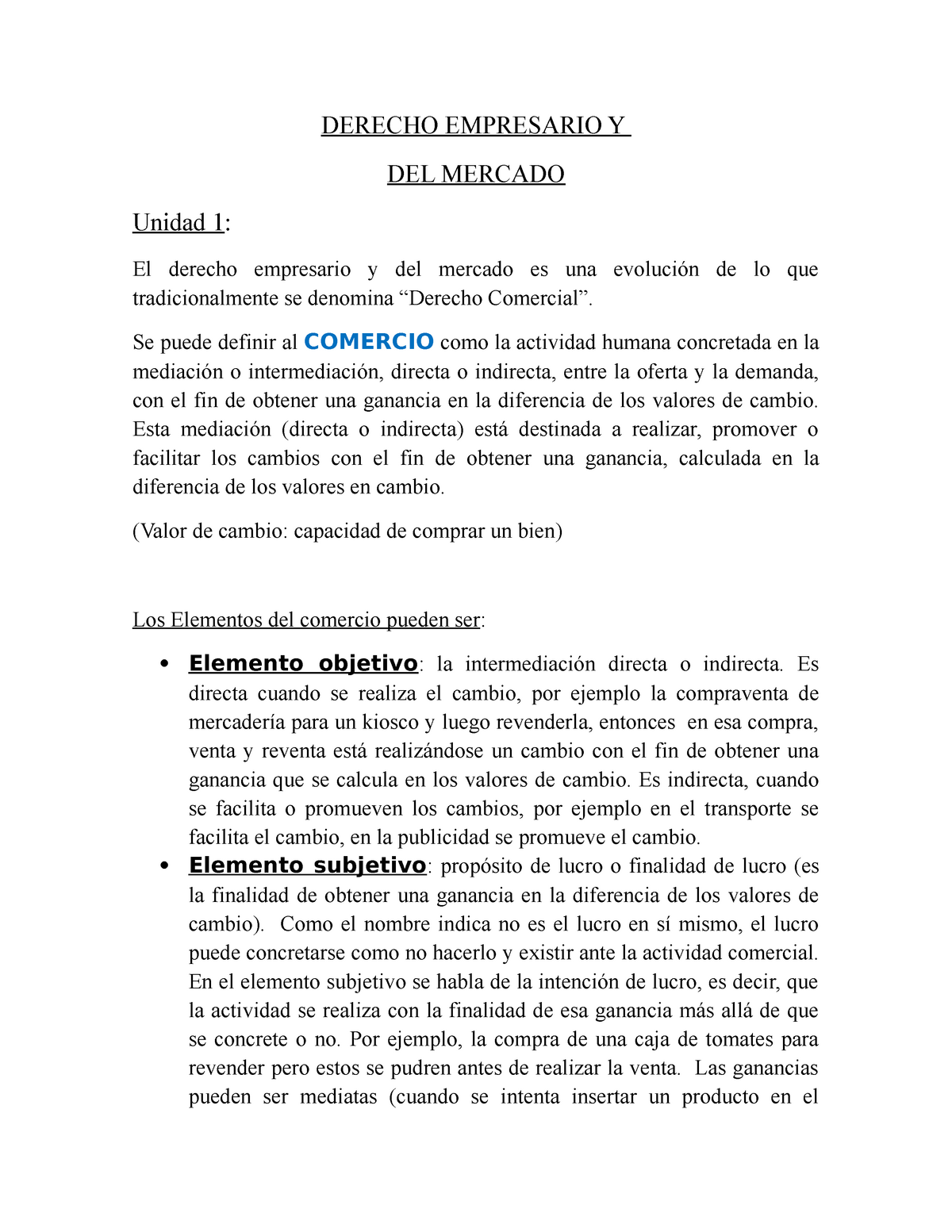 Apuntes De Derecho Comercial Y Empresario Derecho Empresario Y Del