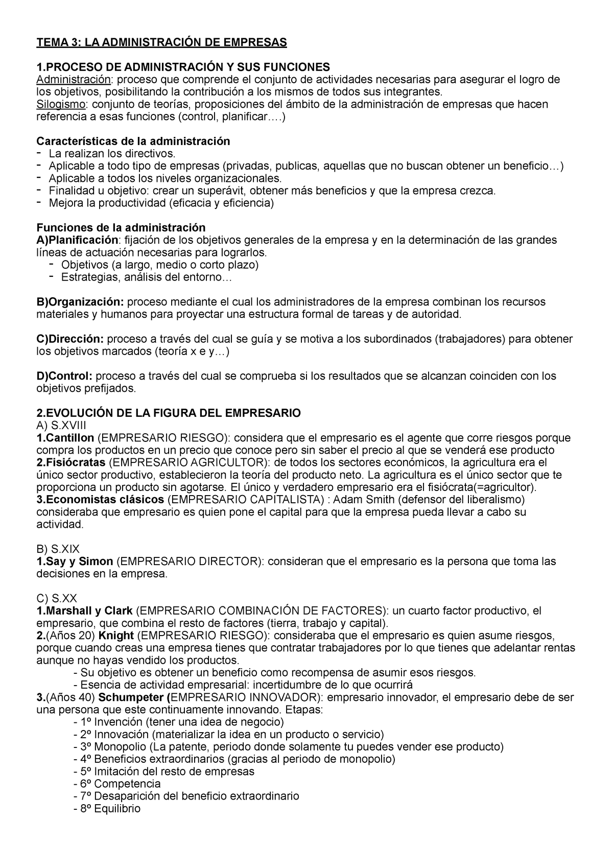 Tema 3 Tema 3 Resumido Tema 3 La AdministraciÓn De Empresas 1 De