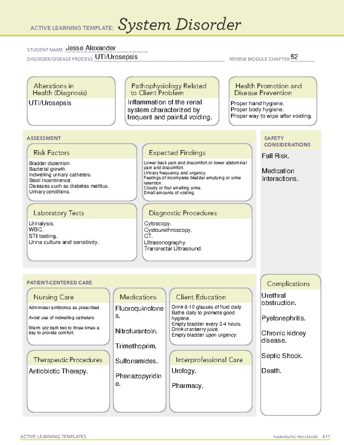 Ati Diagnostic Template For Sepsis