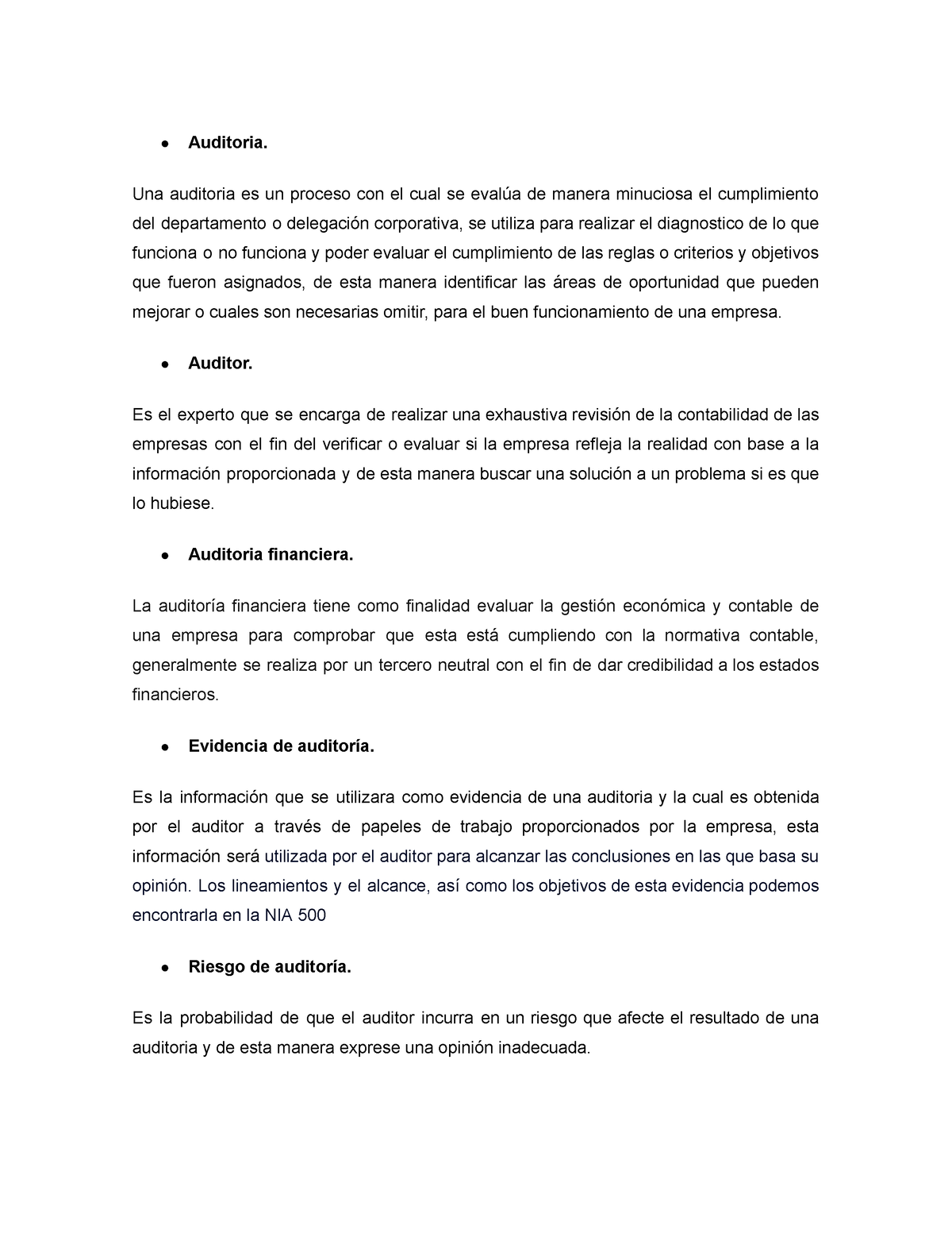 Auditoria Financiera Tarea 1 Auditoria Una Auditoria Es Un Proceso