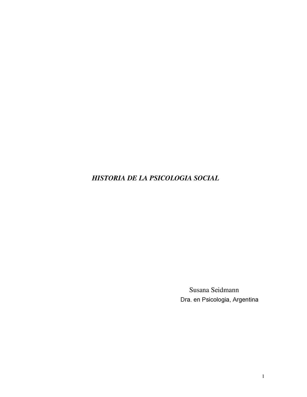 Historia De La Psicología Social Historia De La Psicologia Social