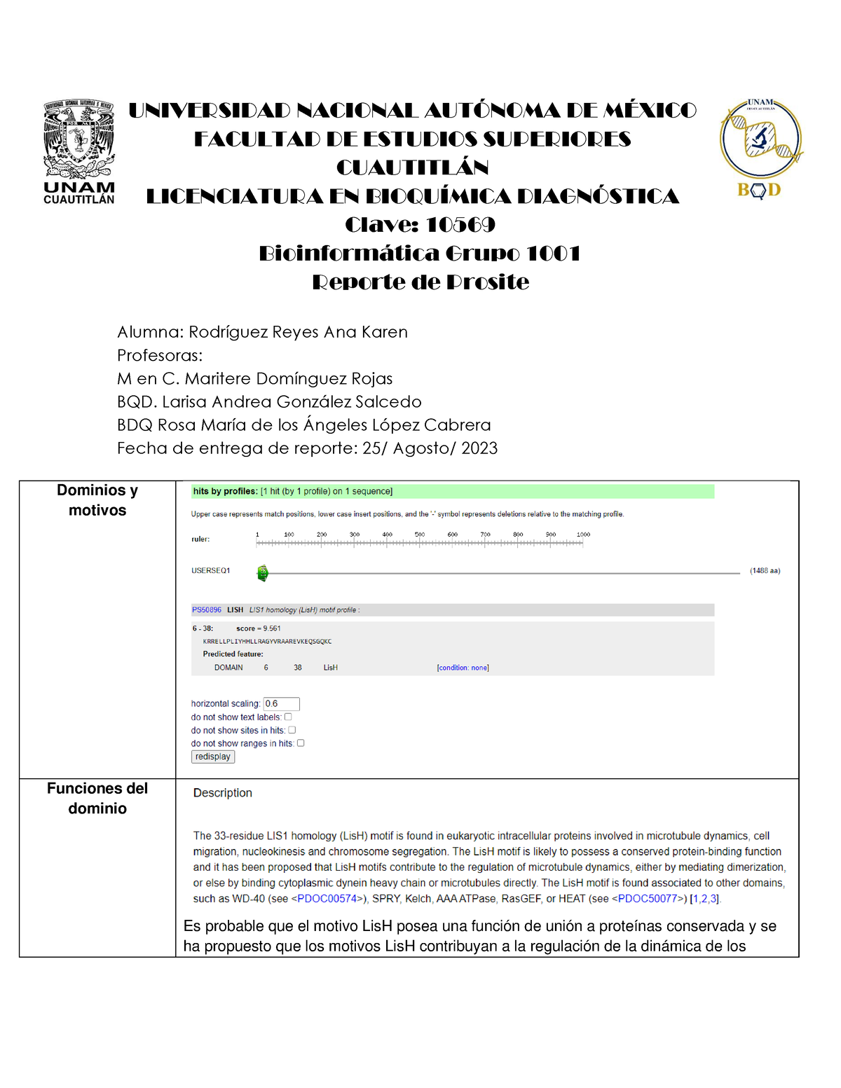 Reporte Prosite Universidad Nacional Aut”noma De M Facultad De