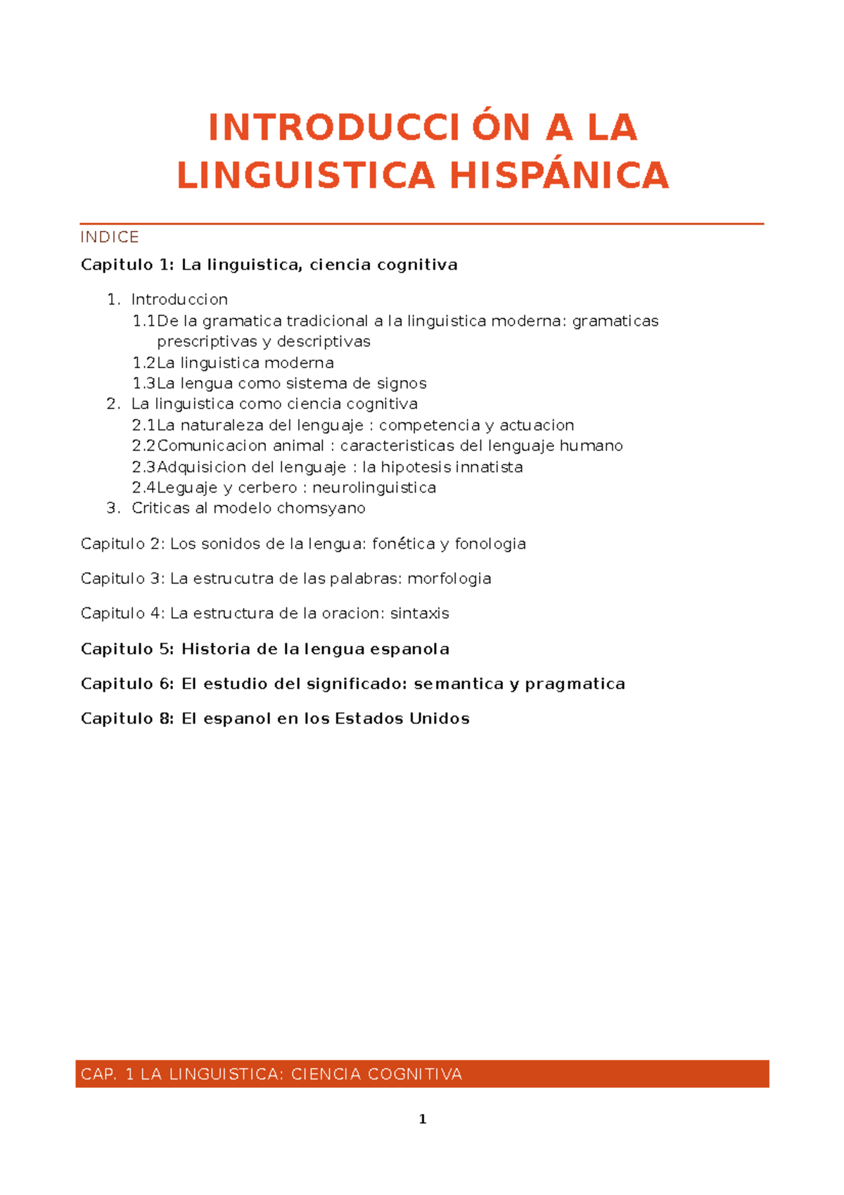 Introducci ón A La Linguistica Hispánica Introducci Ón A La