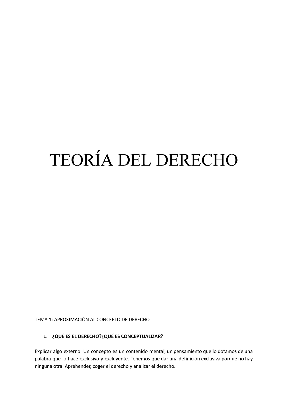 Teoría Del Derecho Apuntes De Los Primeros Temas TeorÍa Del Derecho