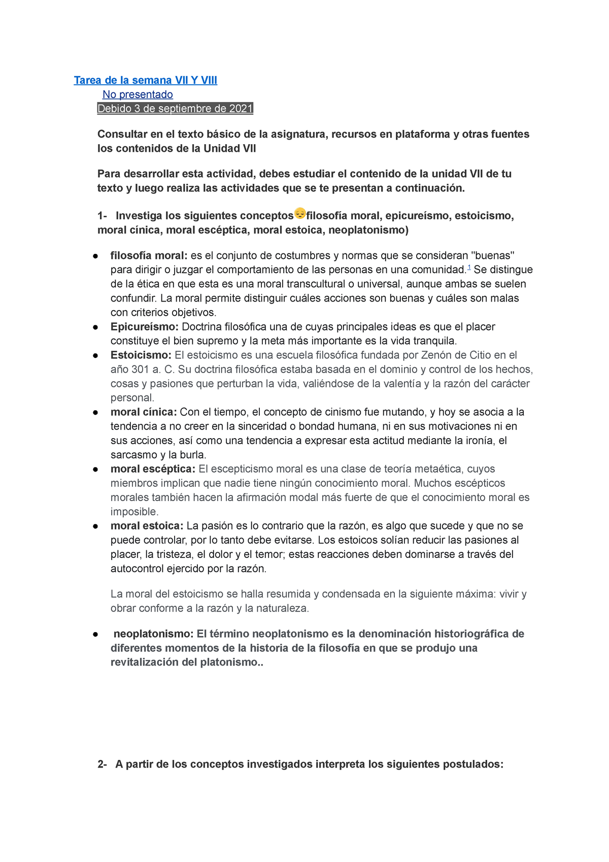 Tarea De La Semana Vii Y Viii 1 Investiga Los Siguientes Conceptos