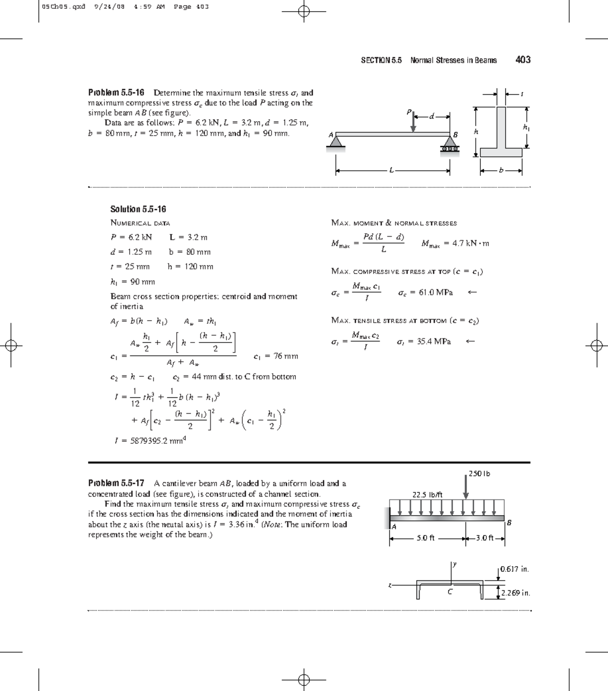 Flexion 2 Dad21dqdqqwd Problem 5 16 Determine The Maximum Tensile