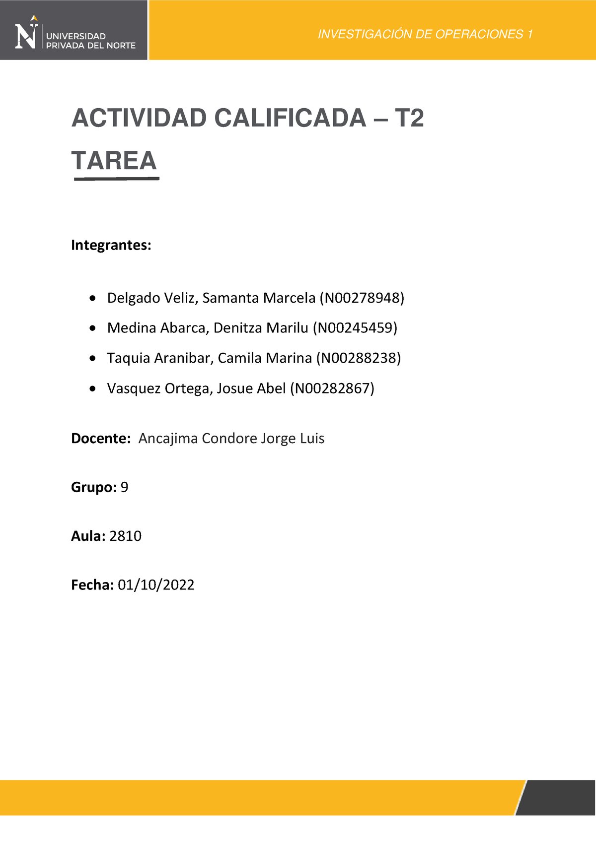 T2 Invope T2 Investigación De Operaciones Actividad Calificada T