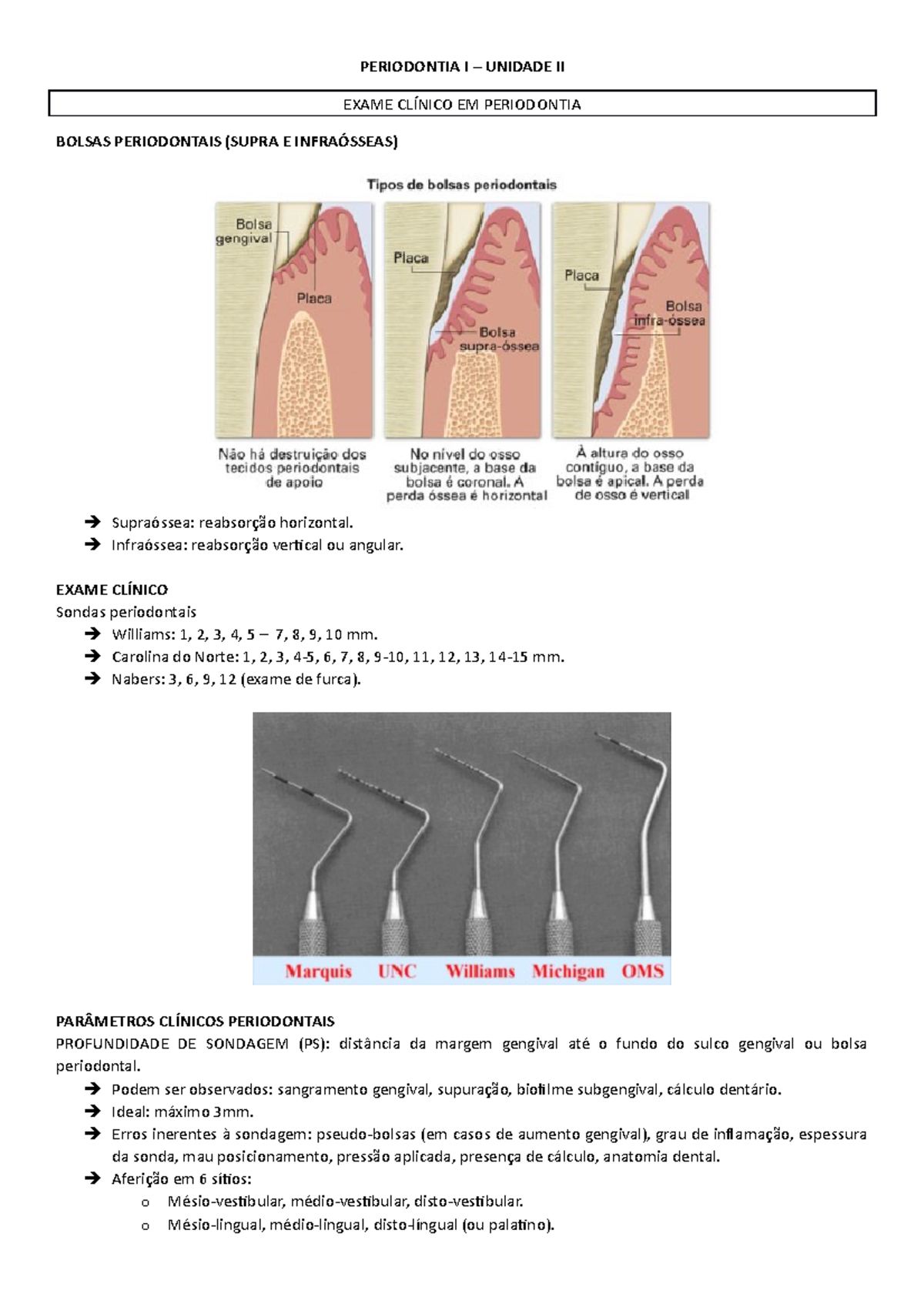 Exame Periodontal Periodontia I Unidade Ii Exame ClÍnico Em