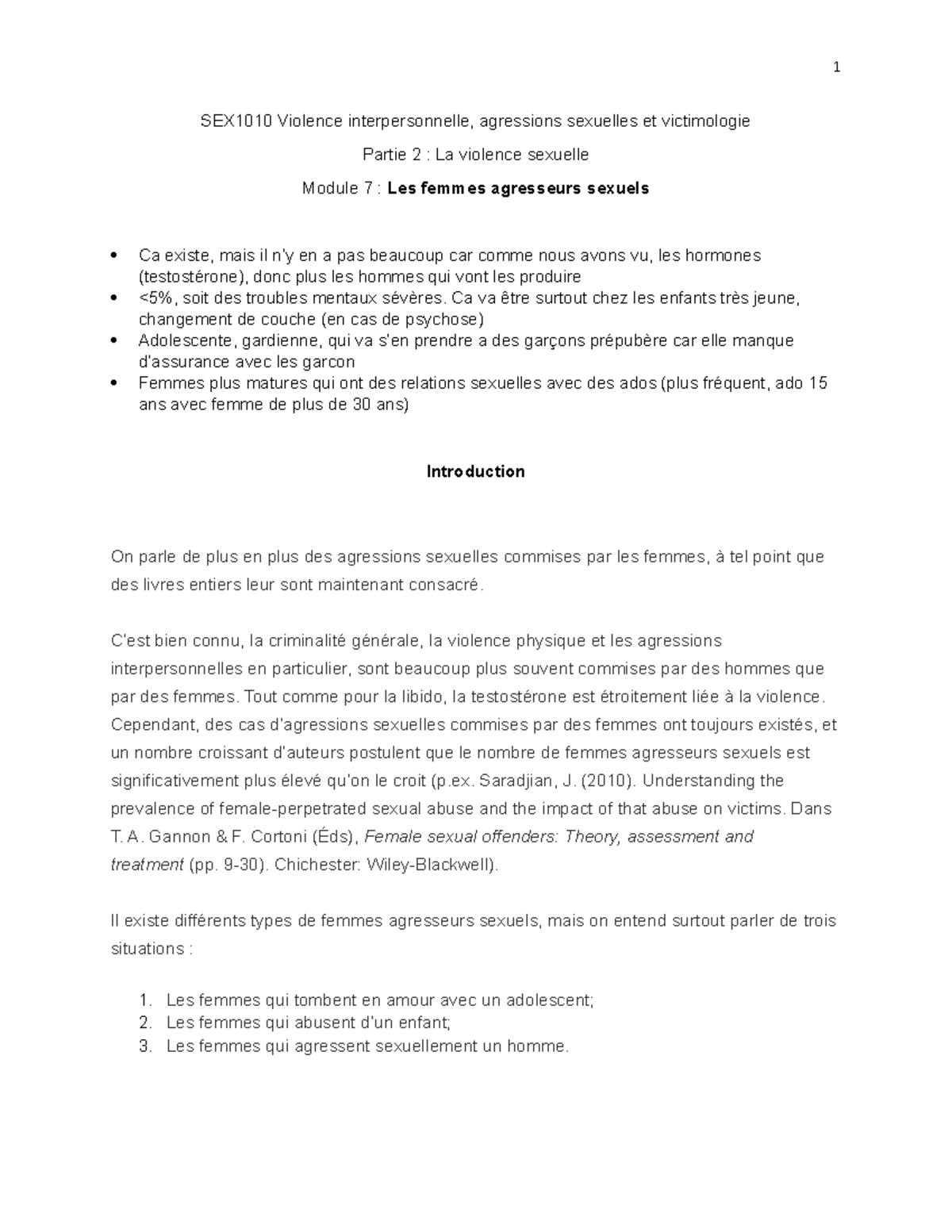 Module 7 Femmes Agresseurs Sex1010 Violence Interpersonnelle