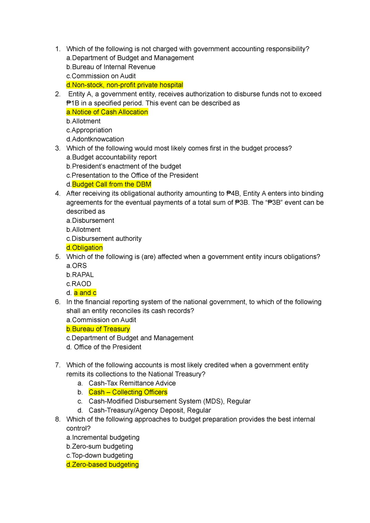 Government Accounting Quiz Chp 1 To 5 Advance Accounting Studocu