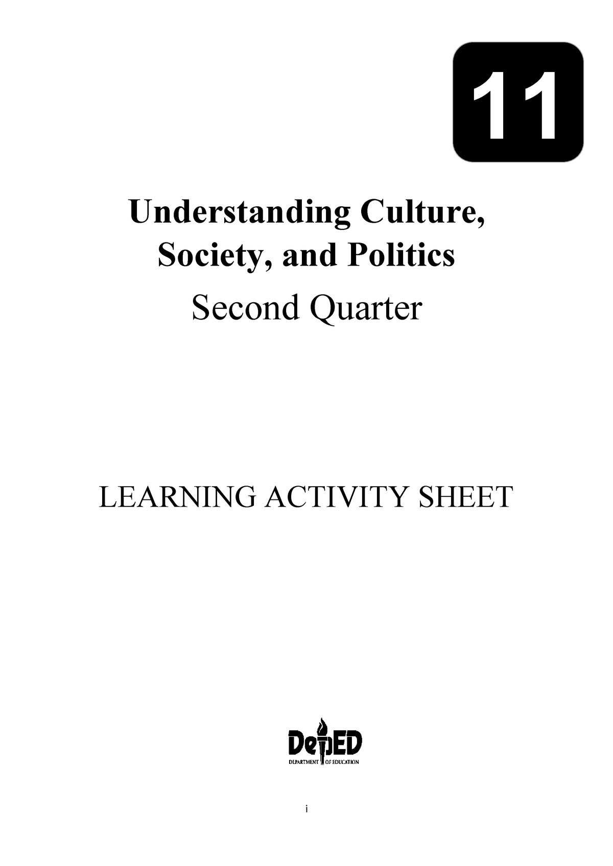 Understanding Culture Society And Politics Q2 Las I Understanding