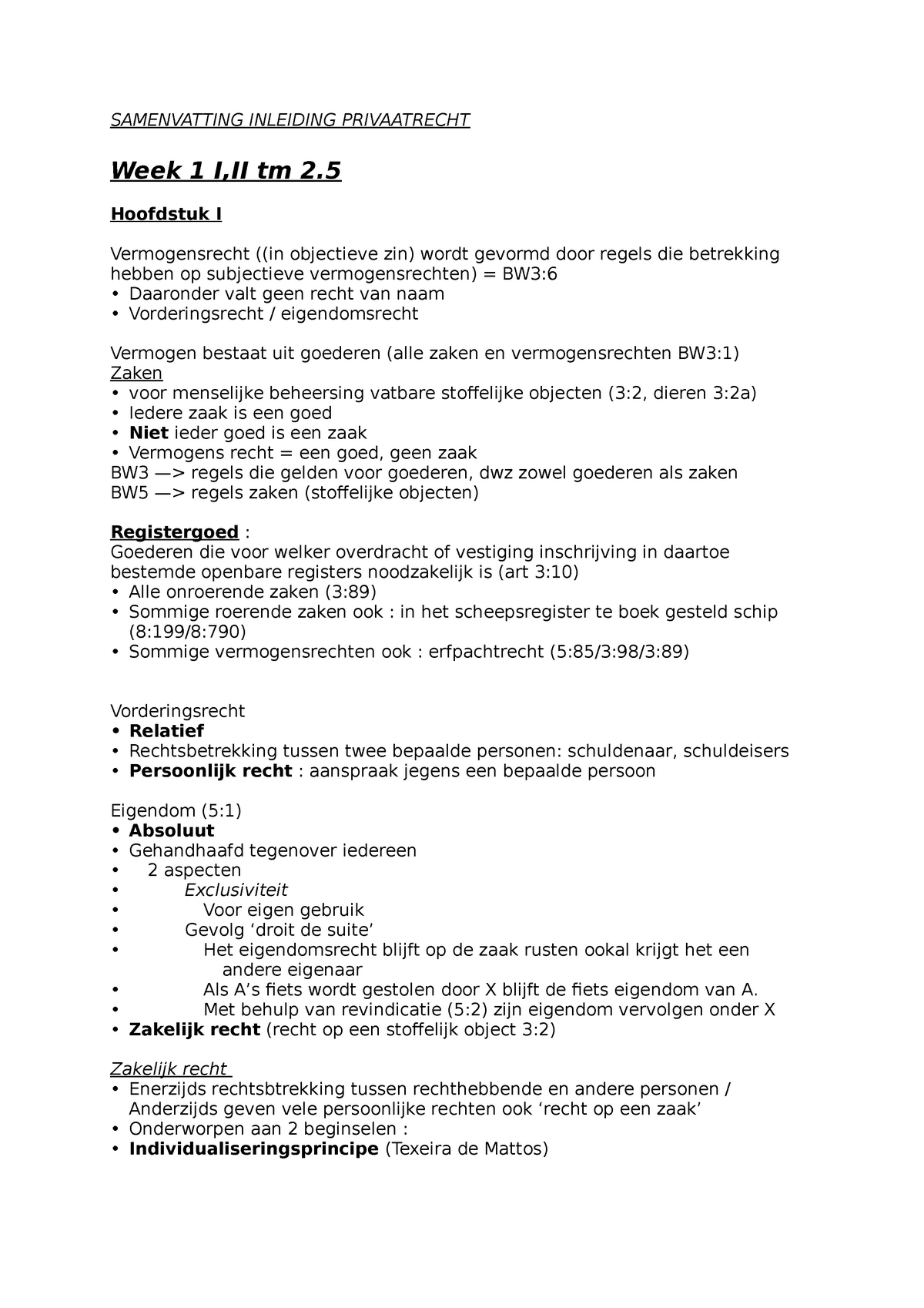 Samenvatting Inleiding Privaatrecht Samenvatting Inleiding