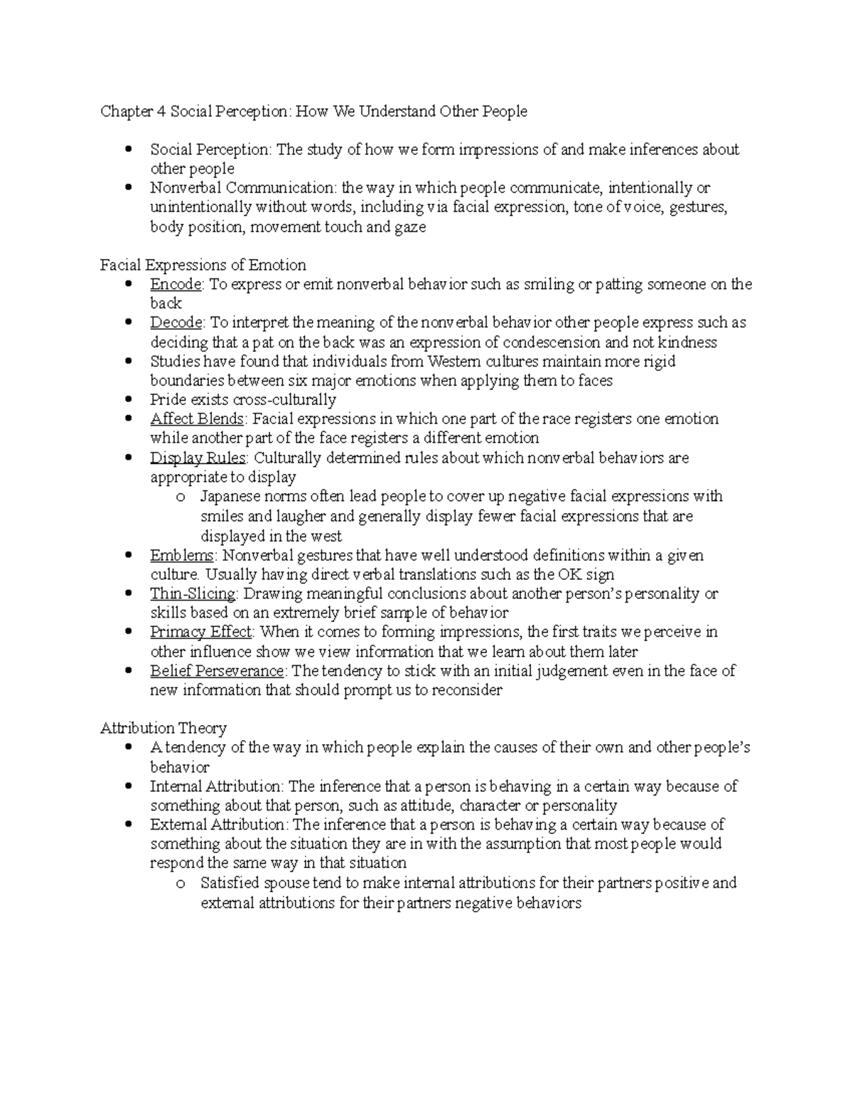 Chapter 4 Social Perception Chapter 4 Social Perception How We